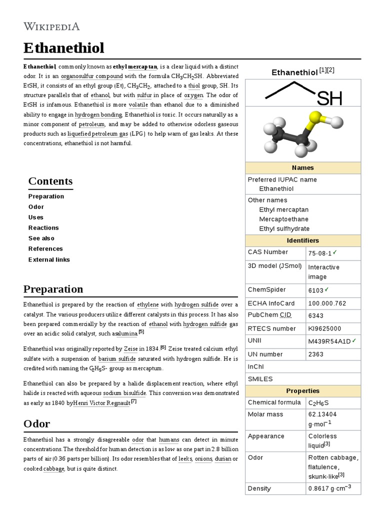Ethanethiol | Chemical Compounds | Chemistry