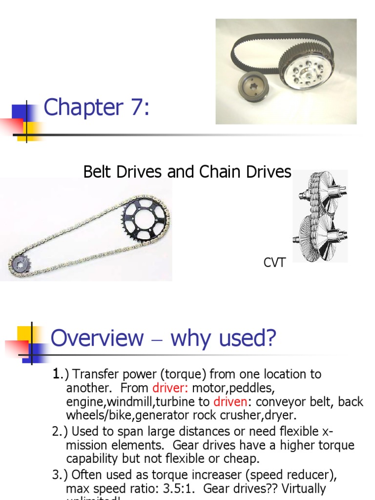 Belt and Chain Drive Overview | PDF | Belt (Mechanical) | Machines