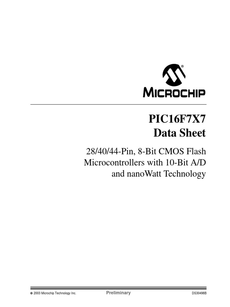 Pic 16F777 | PDF | Pic Microcontroller | Integrated Circuit
