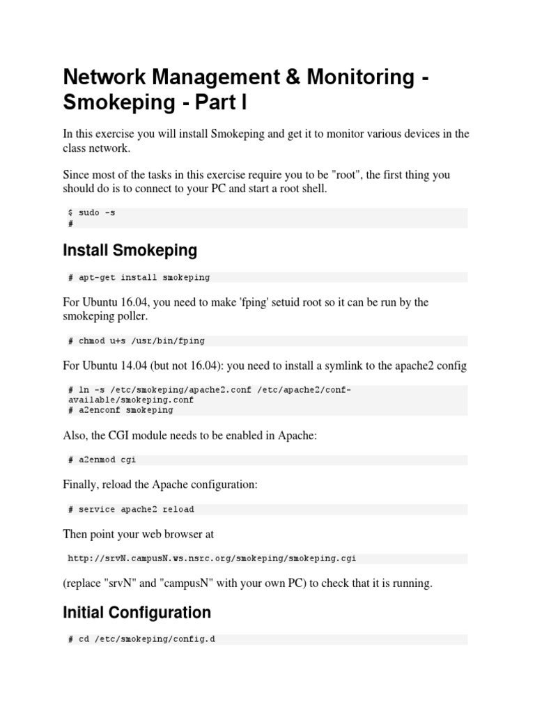 Network Management & Monitoring - Smokeping - Part I | PDF | Router (Computing) | Server (Computing)