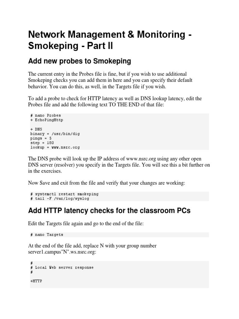 Network Management Monitoring Smokeping Part I I Pdf Domain
