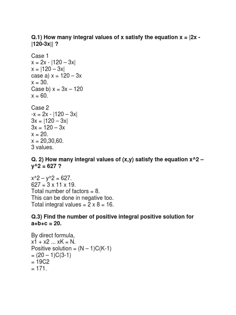 Integral Solution | PDF | Summation | Equations