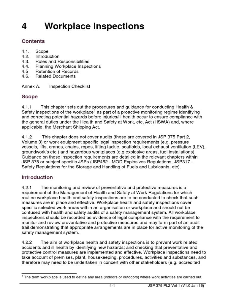 Workplace Inspections Chapter 04 | Occupational Safety And Health | Safety