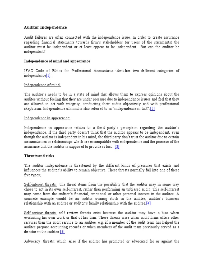 Auditor Independence: Independence of Mind and Appearance | PDF | Audit ...