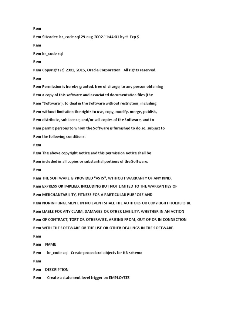 HR - Code SQL | PDF | Data Management | Computer Data