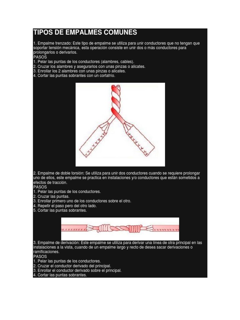 Tipos Comunes de Empalmes Eléctricos | PDF | Herramientas | Herrero
