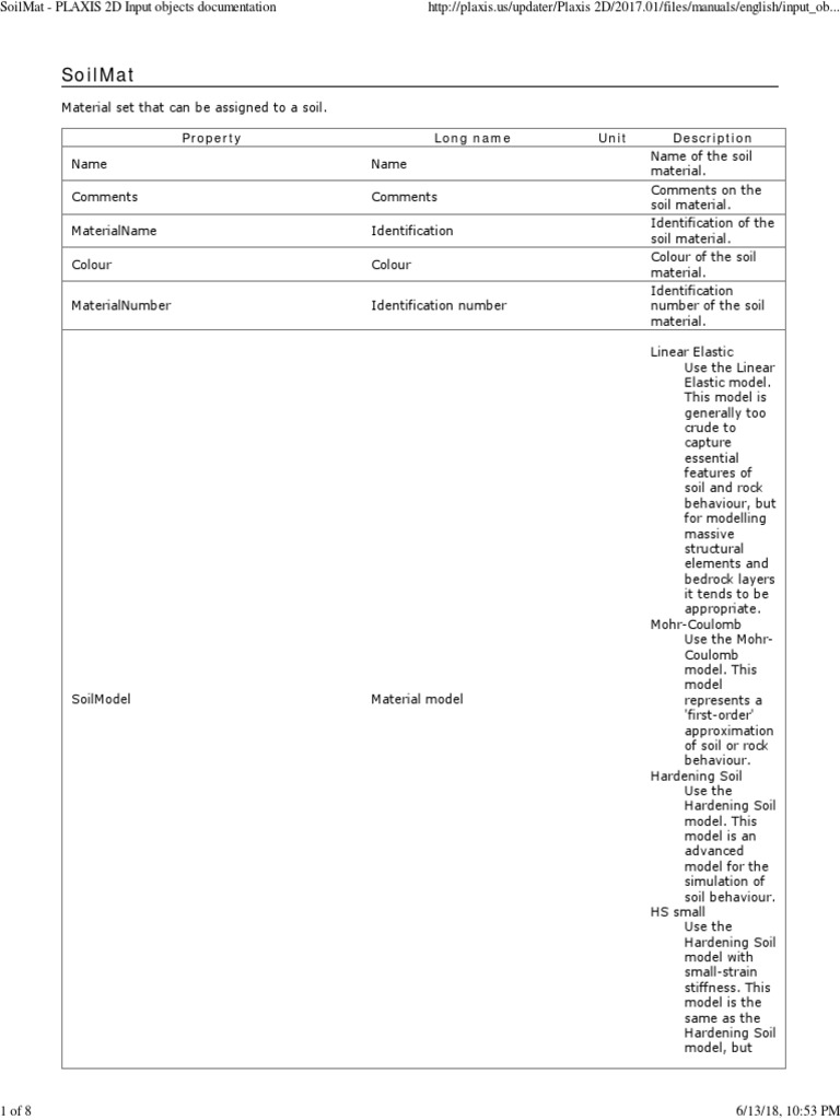 SoilMat - PLAXIS 2D Input Objects Documentation | PDF | Solid Mechanics ...