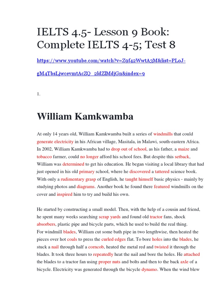 Lesson 9 - William Kamkwamba | PDF | Nature