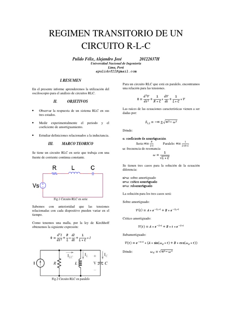 Análisis del régimen transitorio de un circuito RLC mediante simulación ...