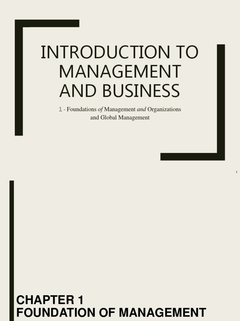 Foundations of Management and Organizations and Global Management | PDF ...