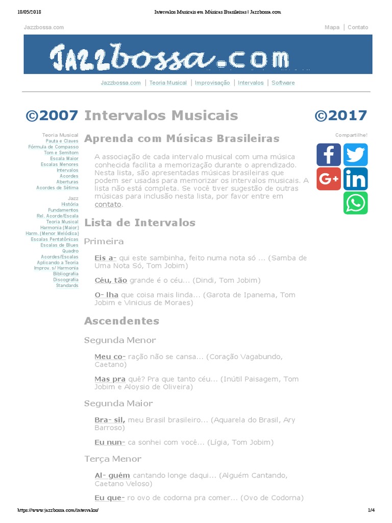 Intervalos Musicais em Músicas Brasileiras | PDF | Intervalo (música) | Escala (música)
