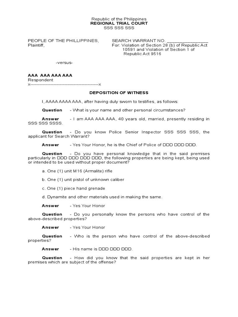 Deposition Summary Formats
