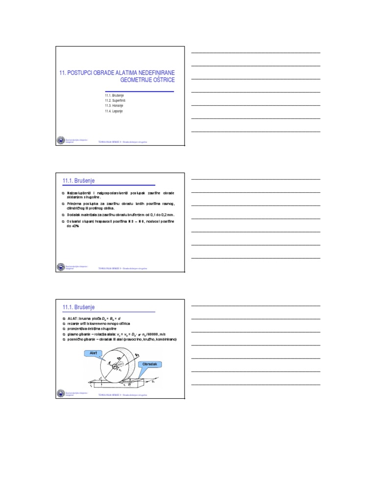 11 Brusenje Superfinis Honanje I Lepanje TOII | PDF