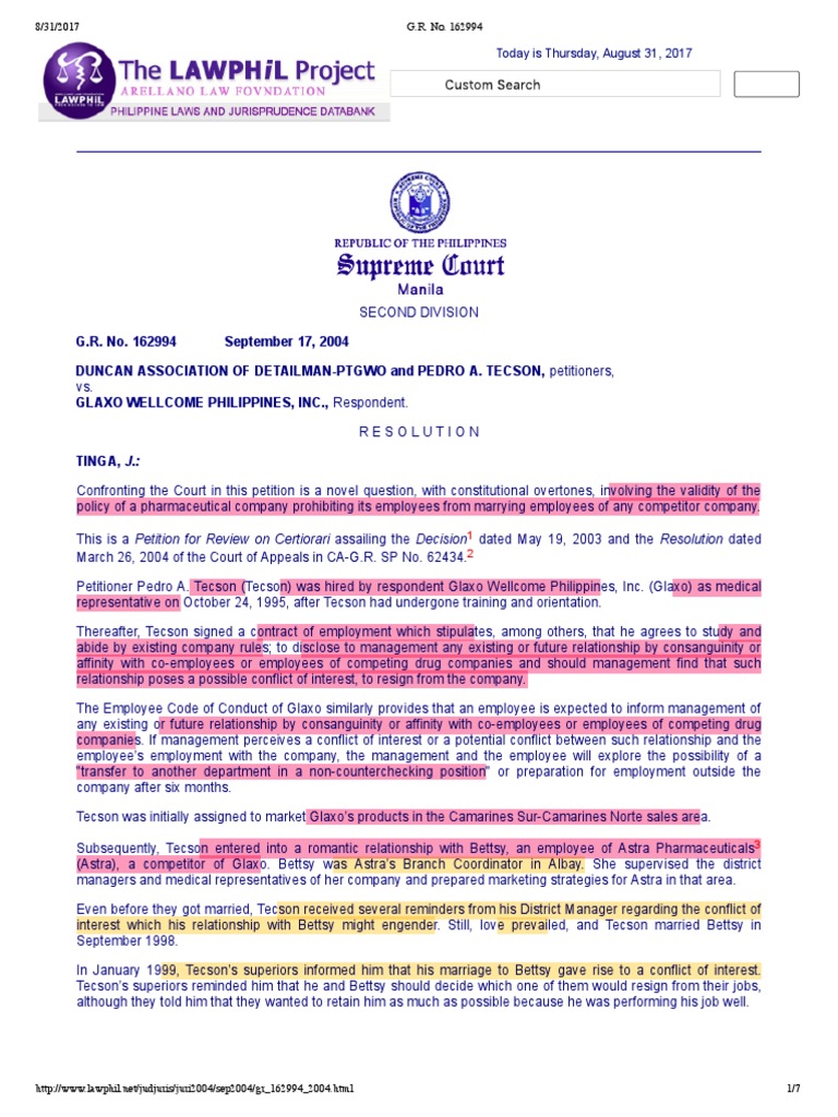 G.R. No. 162994 September 17, 2004 Duncan Association of Detailman ...