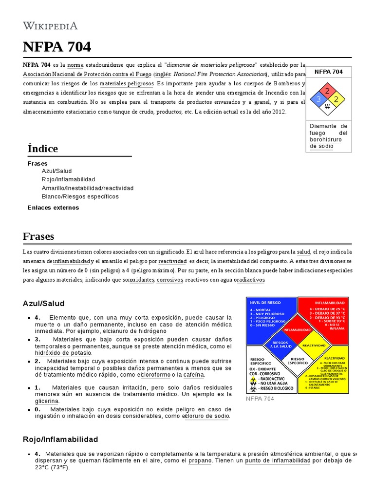 Nfpa 704 | Descargar gratis PDF | Sustancias químicas | Química