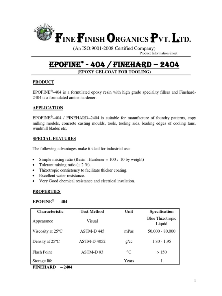 Epofine 404 - Finehard 2404 | PDF | Epoxy | Building Materials