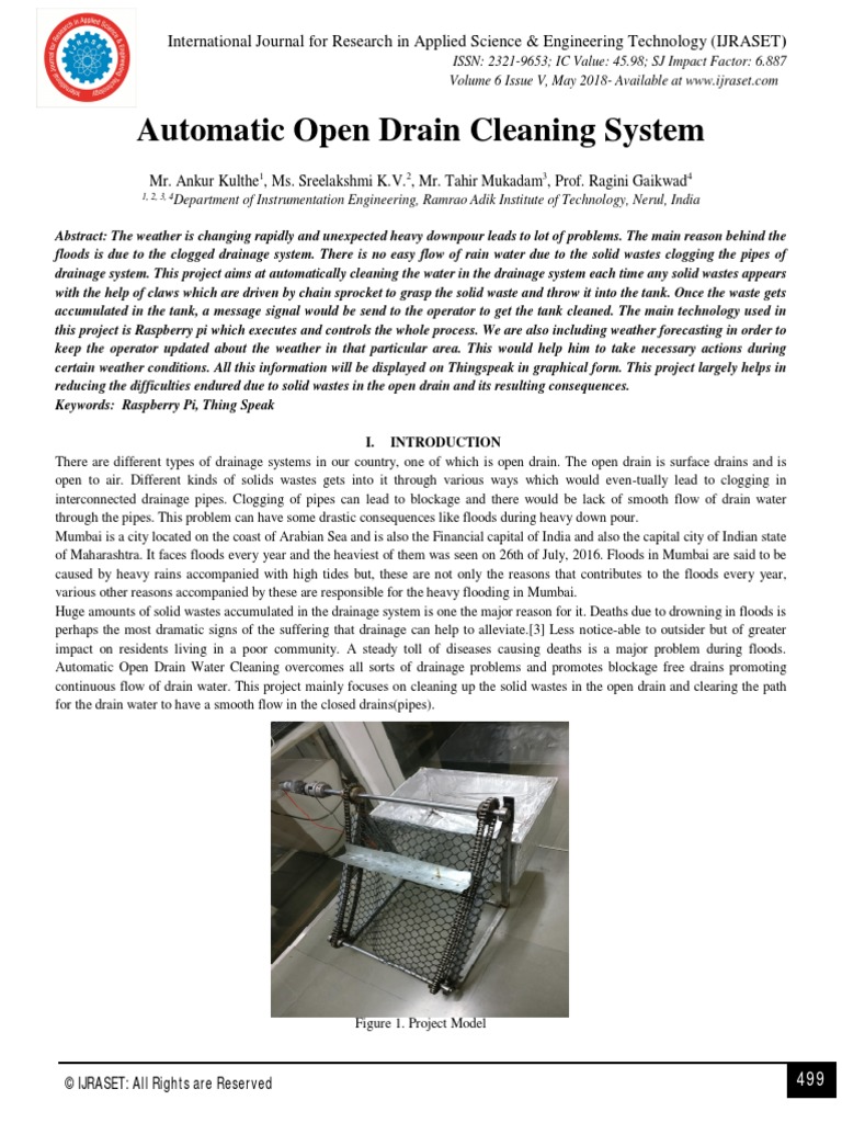 Automatic Open Drain Cleaning System | PDF | Infrared | Raspberry Pi