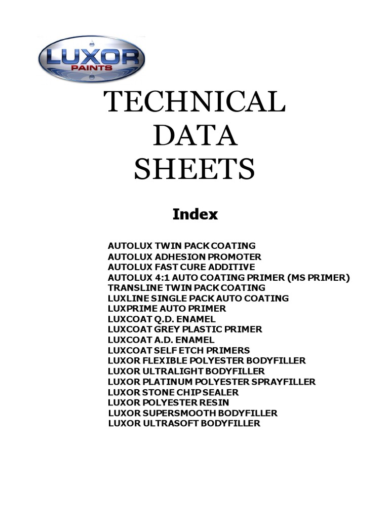 Luxor Technical Data Sheet | PDF | Paint | Personal Protective Equipment