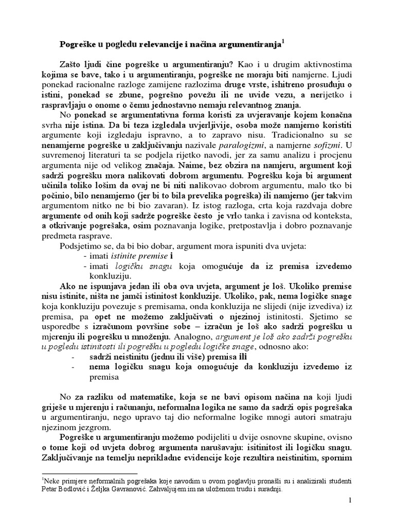 Pogreske Relev. I Nacina | PDF