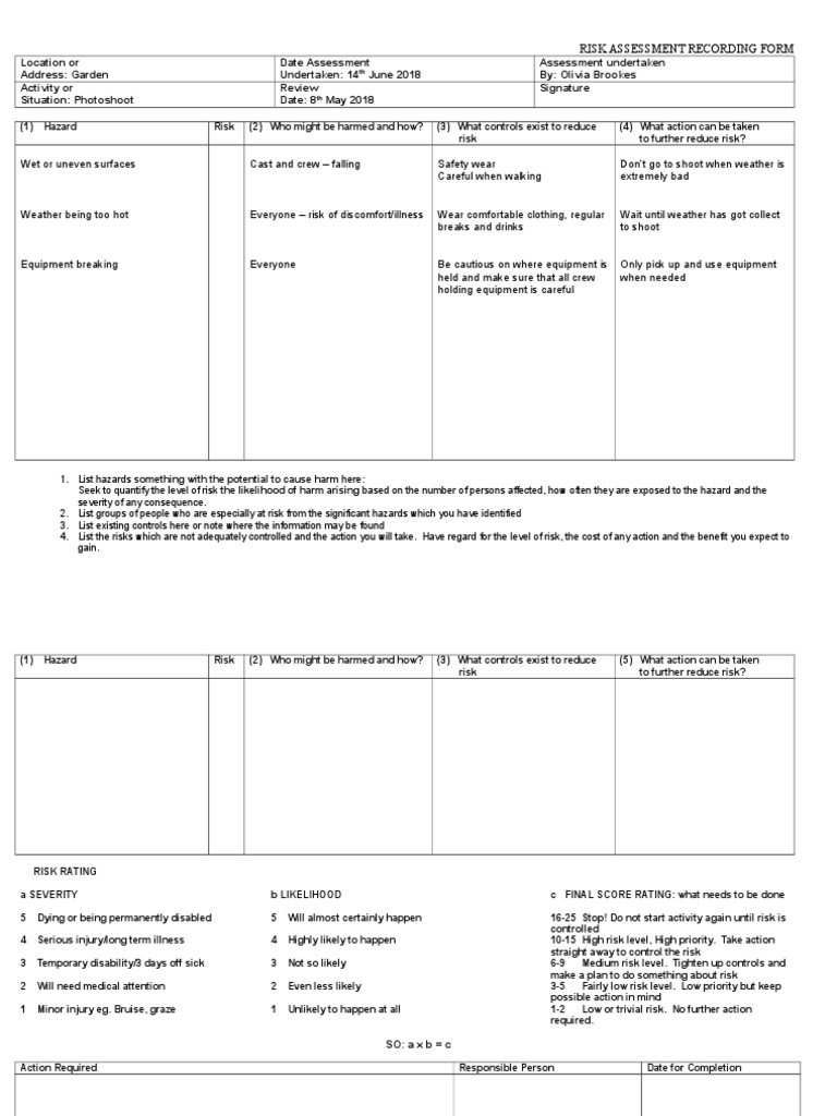 Risk Assessment - Garden | Risk Assessment | Risk