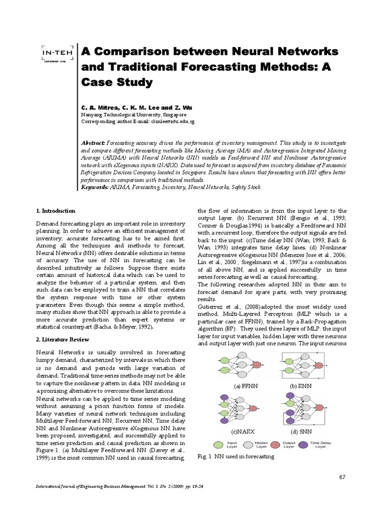 A Comparison Between Neural Networks and Traditional Forecasting Methods A Case Study | PDF ...