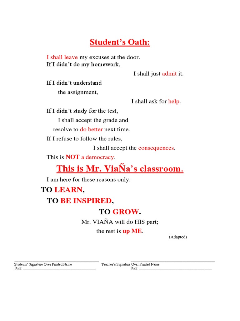 Oath of Students | PDF