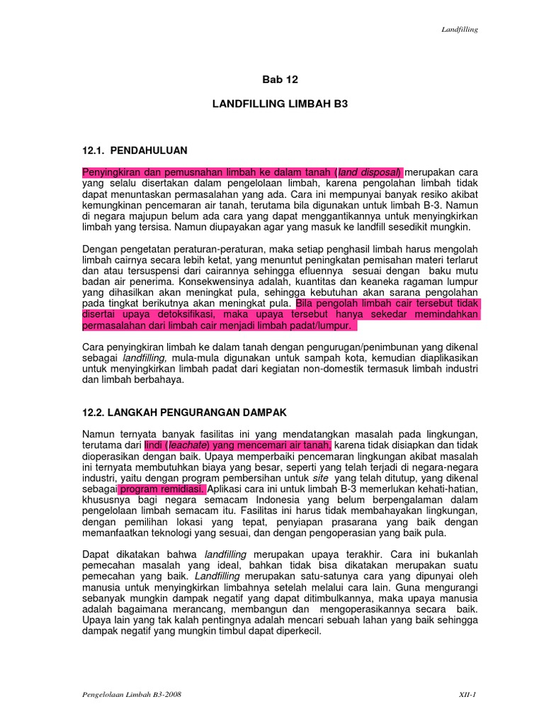 Landfilling Limbah b3 | PDF | Sains & Matematika