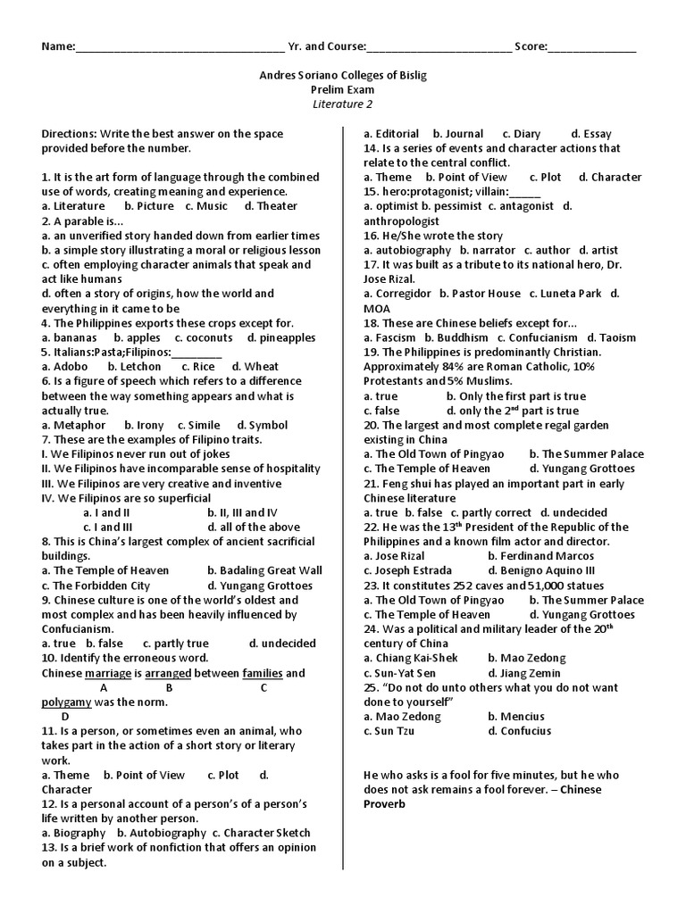 Literature 2: Proverb | PDF | Confucianism | Philippines