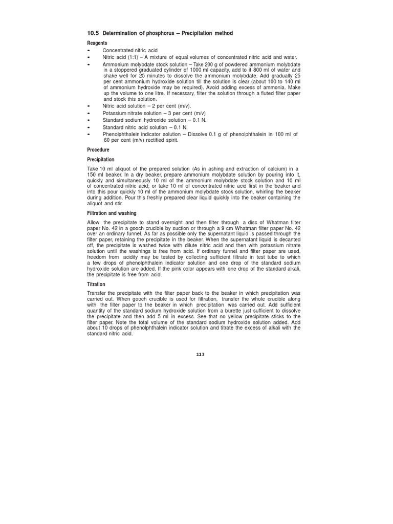 Phosphorus Determination by Titration | PDF | Precipitation (Chemistry ...