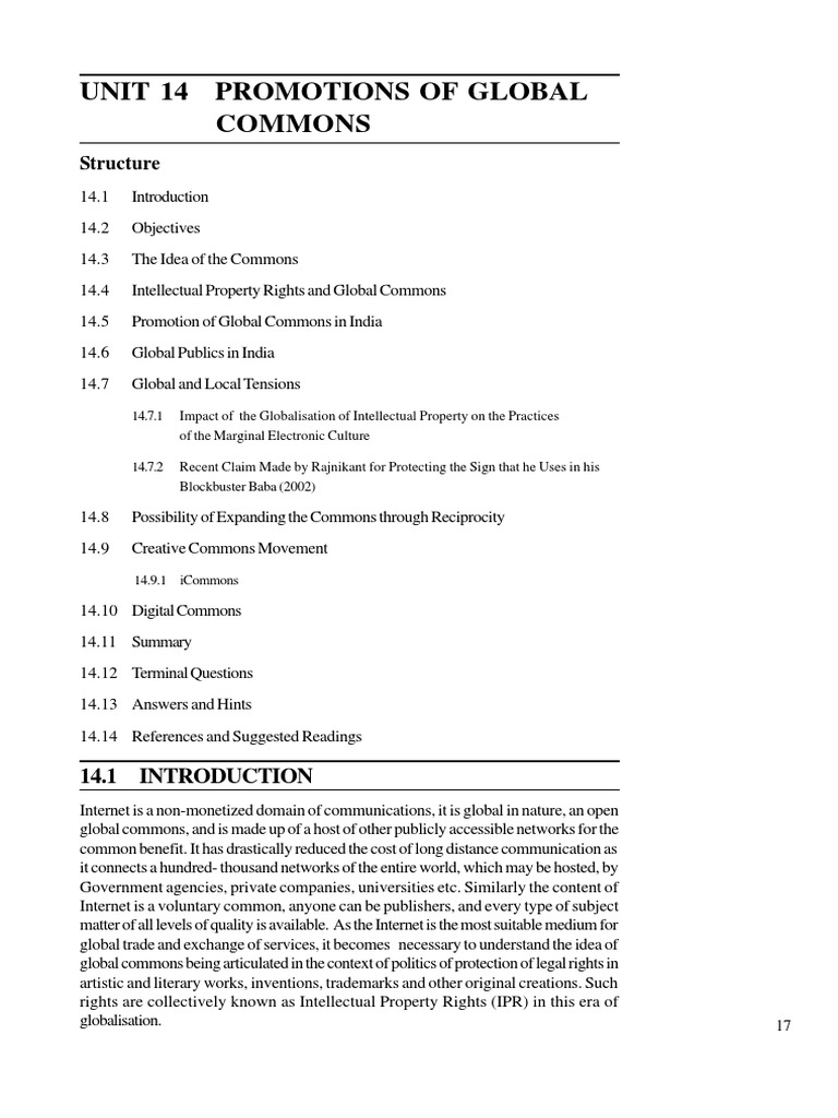Promotions of Global Commons | PDF | Intellectual Property | Creative ...