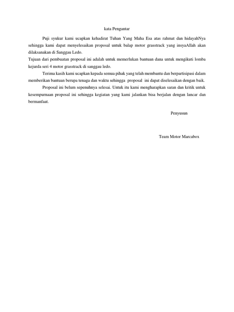 PROPOSAL UNTUK KEJUARAAN MOTOR GRASSTRACK | PDF