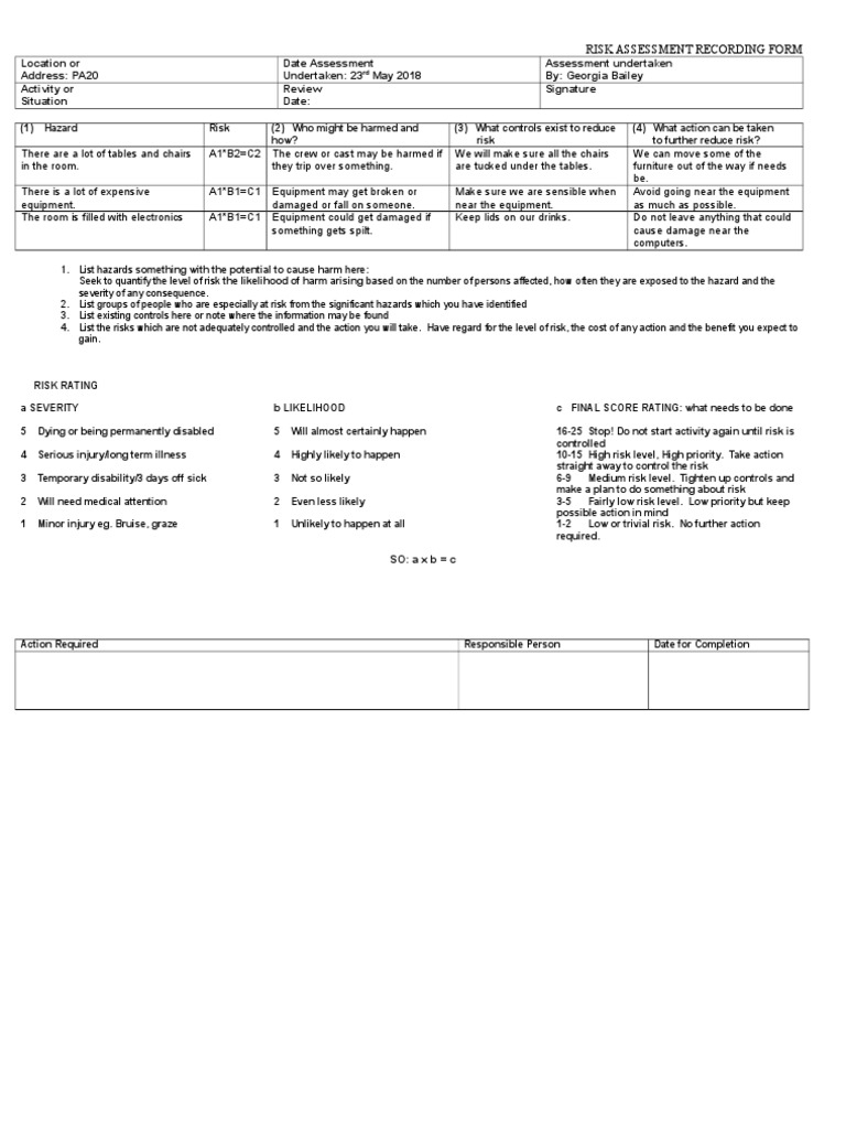 Risk Assessment Template Student | PDF | Risk Assessment | Risk