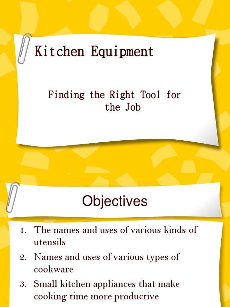 Essential Kitchen Equipment | PDF | Cookware And Bakeware | Kitchen Utensil