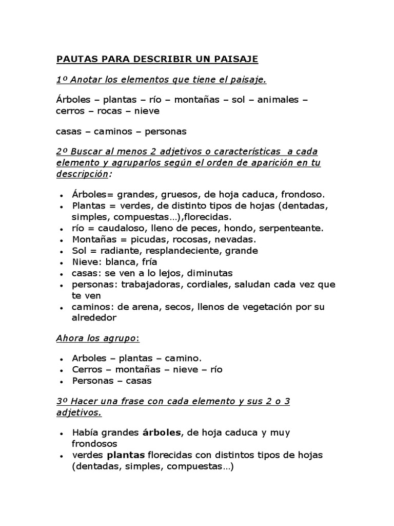 Pautas para Describir Un Paisaje | PDF | Naturaleza