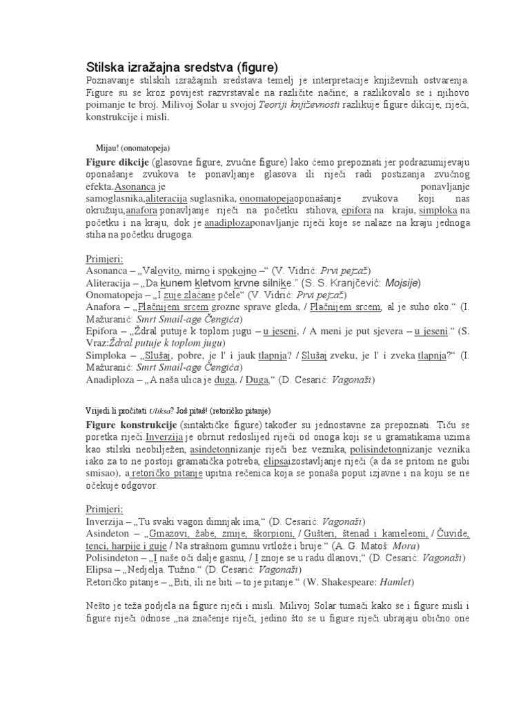 Stilska Izražajna Sredstva | PDF
