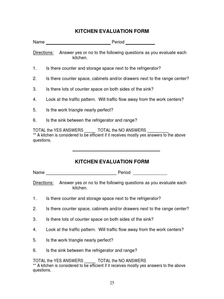 Kitchen Evaluation Form | PDF