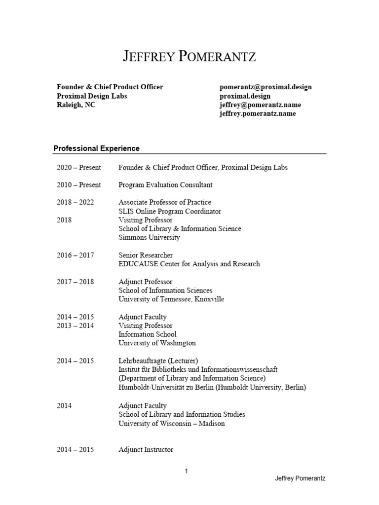 Effrey Omerantz: Jeffrey Pomerantz 1 | Download Free PDF | Association ...