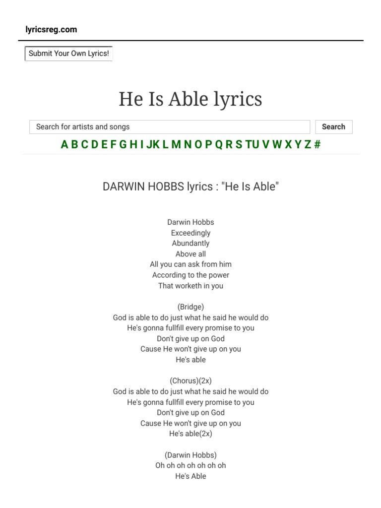 He Is Able Lyrics | PDF