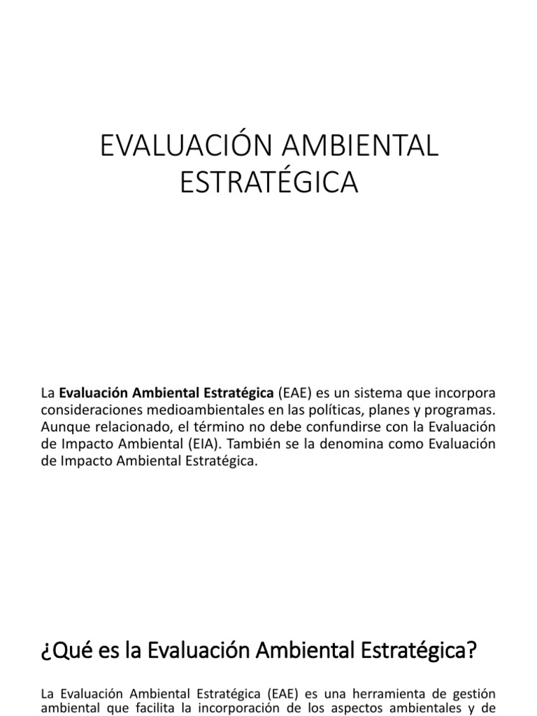 Evaluación Ambiental Estratégica | PDF | Evaluación de impacto ...