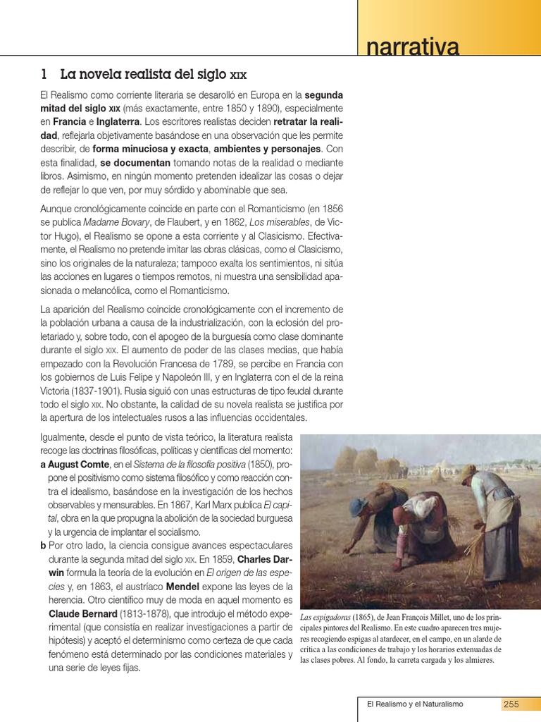 La Novela Realista Europea. Caracteristicas | PDF | Realismo literario ...