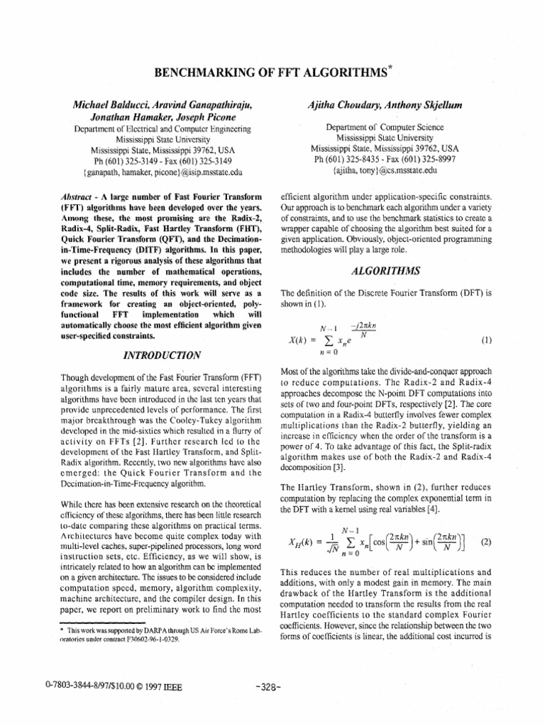 Benchmarking: of FFT Algorithms | PDF | Fast Fourier Transform | Theoretical Computer Science