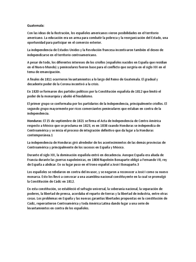 Independencia de Centroamérica en 1821 | PDF | Belice | Imperio español