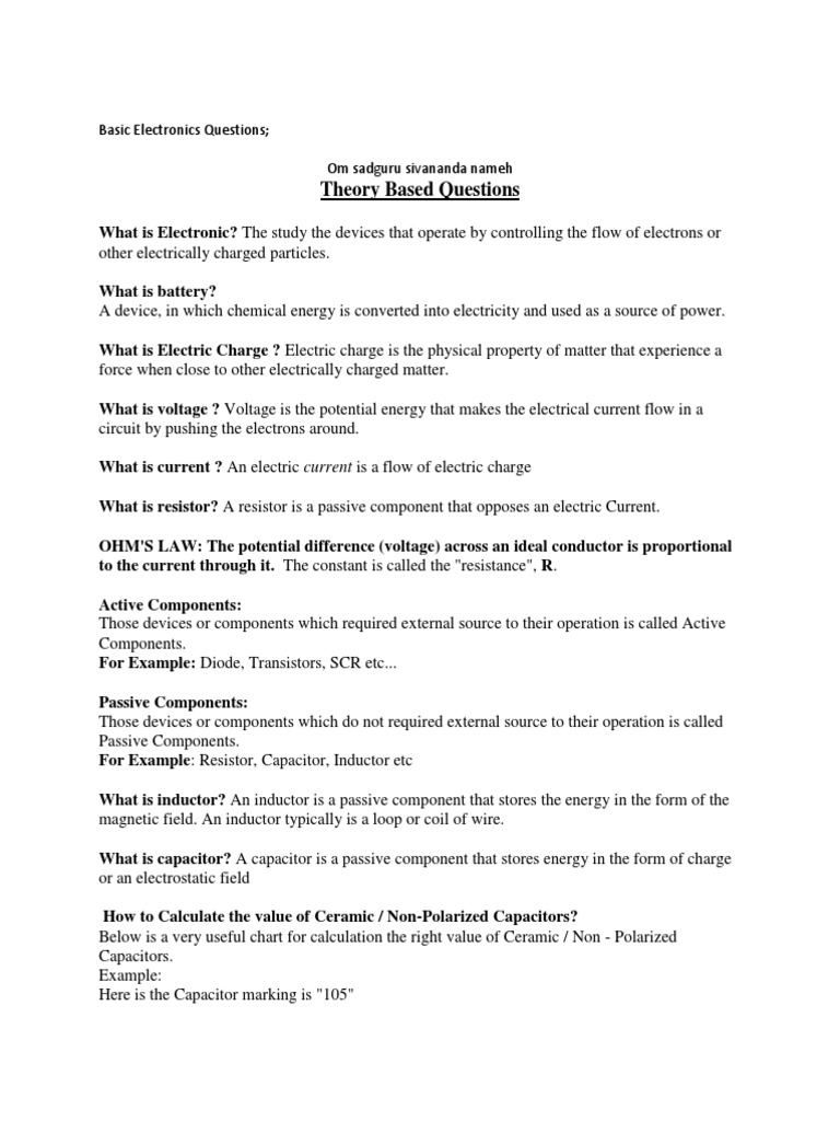 Basic Electronics Questions | PDF | Diode | Modulation