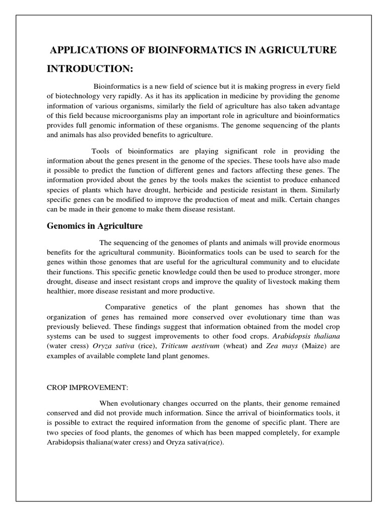 Bioinformatics Boosts Agriculture | PDF | Blast | Sequence Alignment