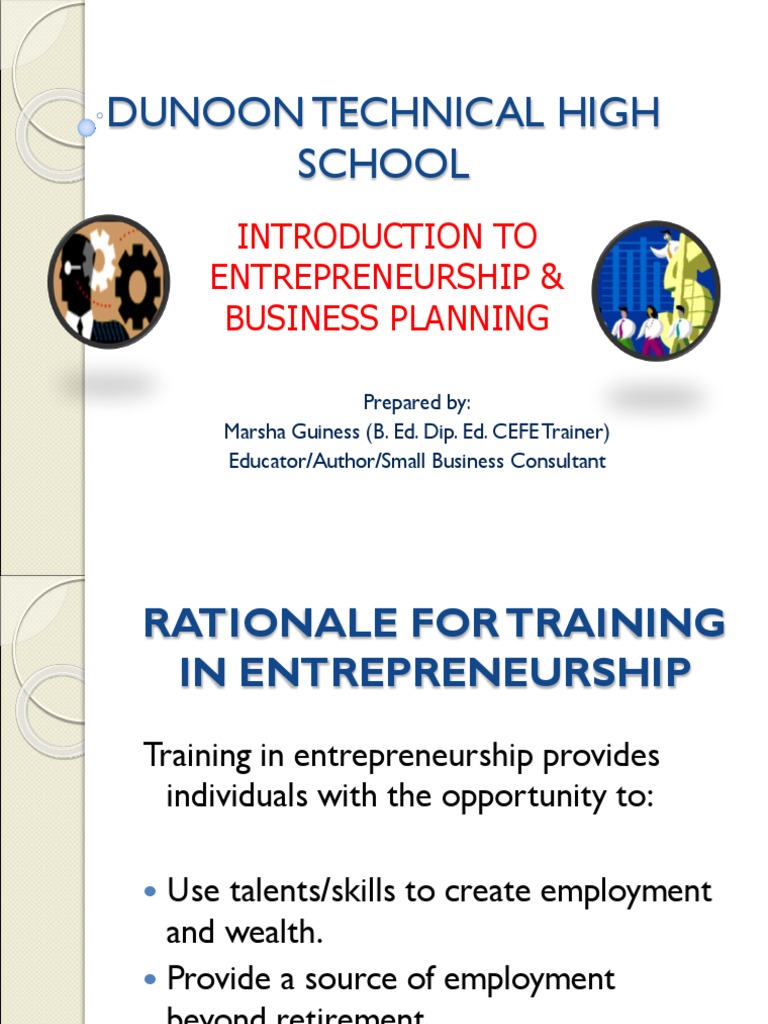 Dunoon Technical High School: Introduction To Entrepreneurship ...