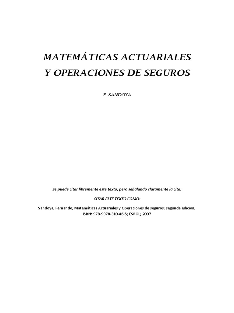 Matemáticas Actuariales y Operaciones | PDF | Actuario | Science