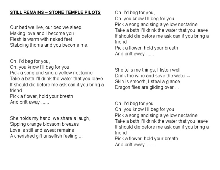 Still Remains - Stone Temple Pilots | PDF
