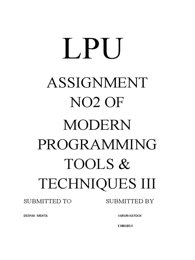 Assignment No2 of Modern Programming Tools & Techniques Iii: Submitted To Submitted by | PDF ...