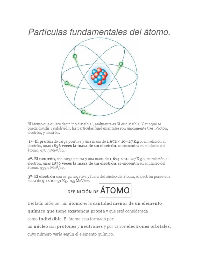 Partículas Fundamentales Del Átomo | Átomos | Electrón