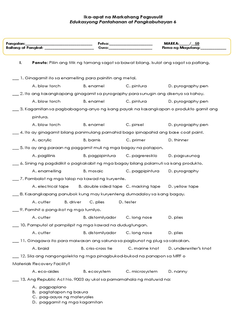 Epp 6 - With Answers Highlighted | PDF